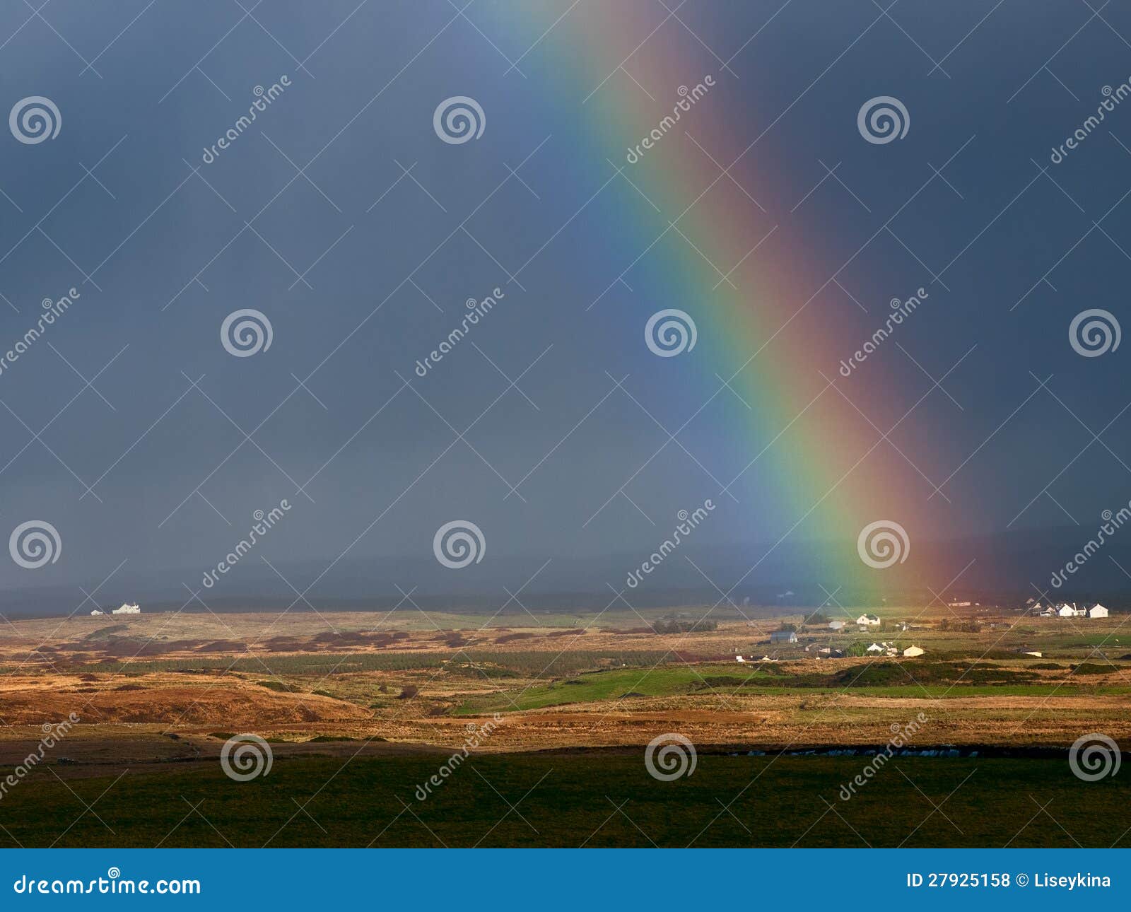 Rainbow Over Field. Ireland. Stock Photo - Image of countryside ...