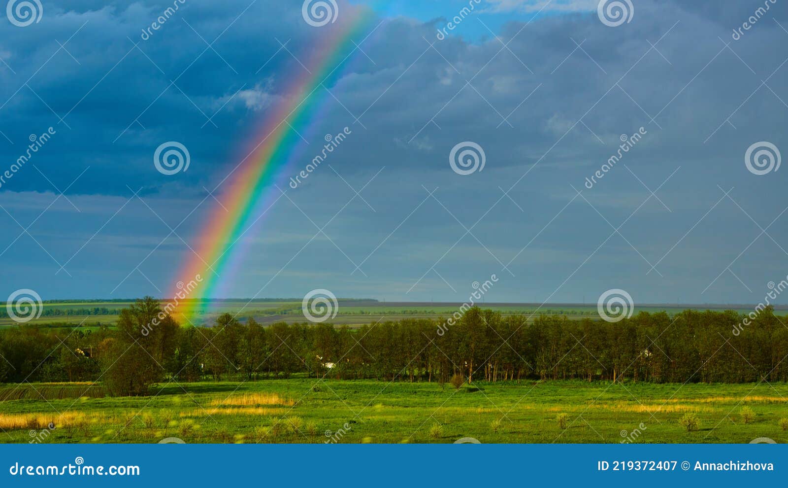 The Rainbow Over a Field after Thunderstorm Stock Image - Image of ...