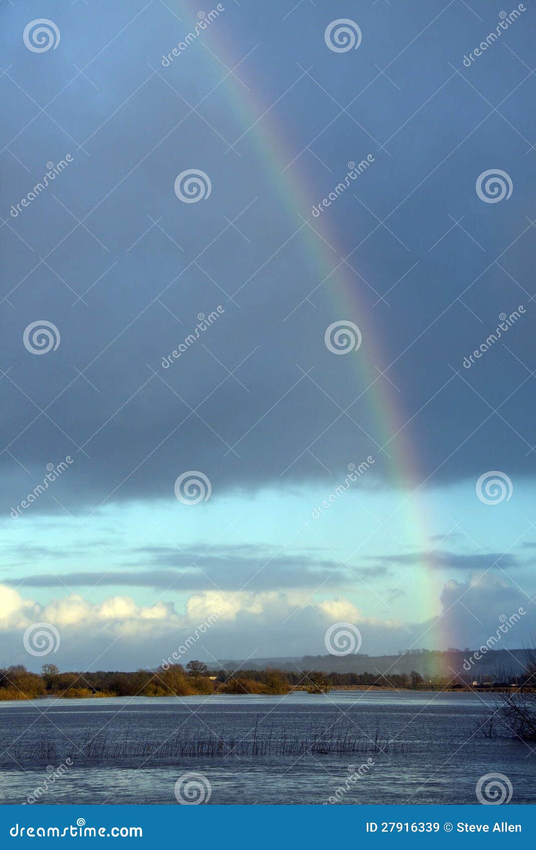 Rainbow Over Floodwater - Yorkshire - England Stock Image - Image of ...