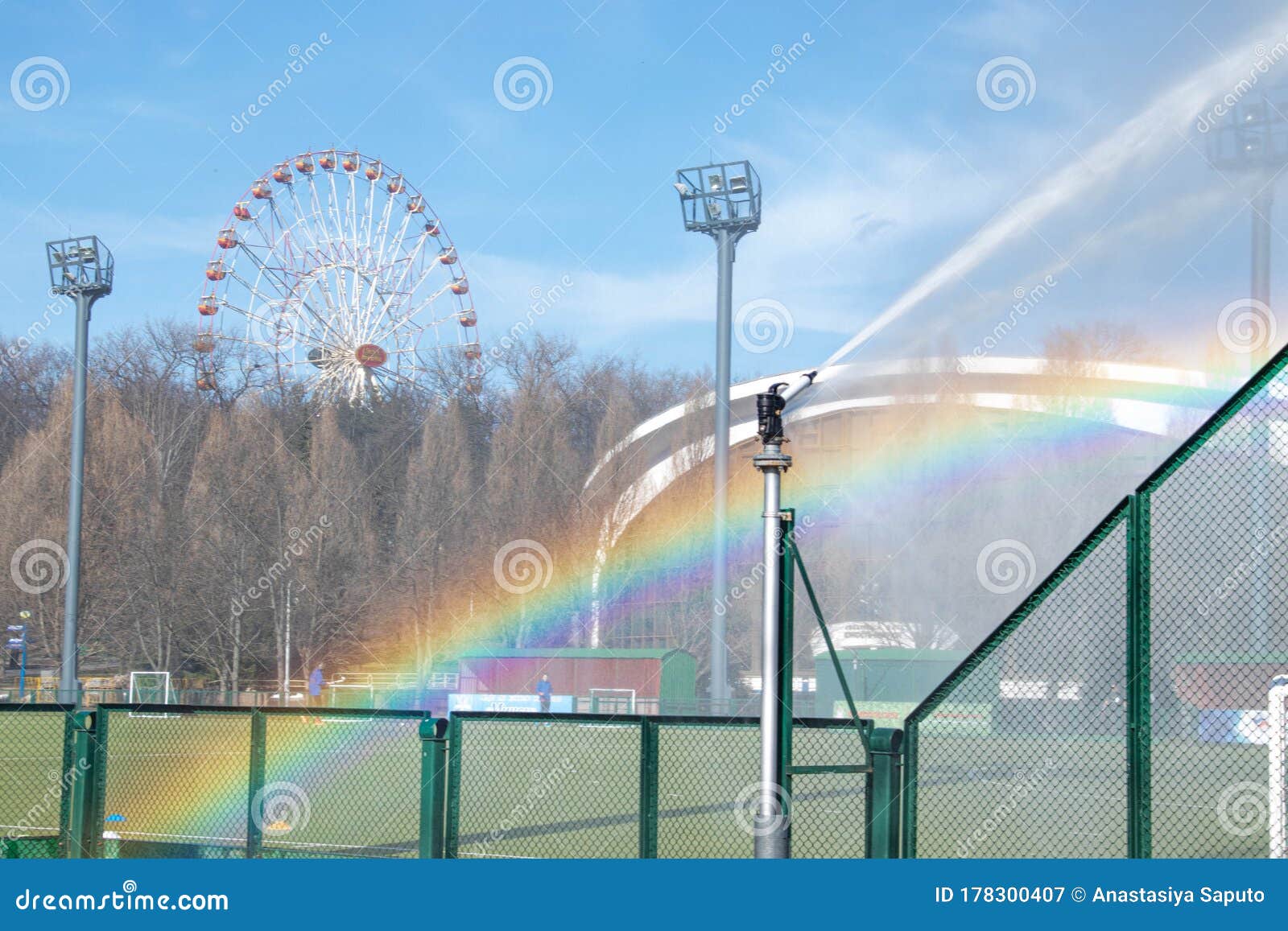 A Rainbow Over the Footbal Field Stock Image - Image of pitch, football ...