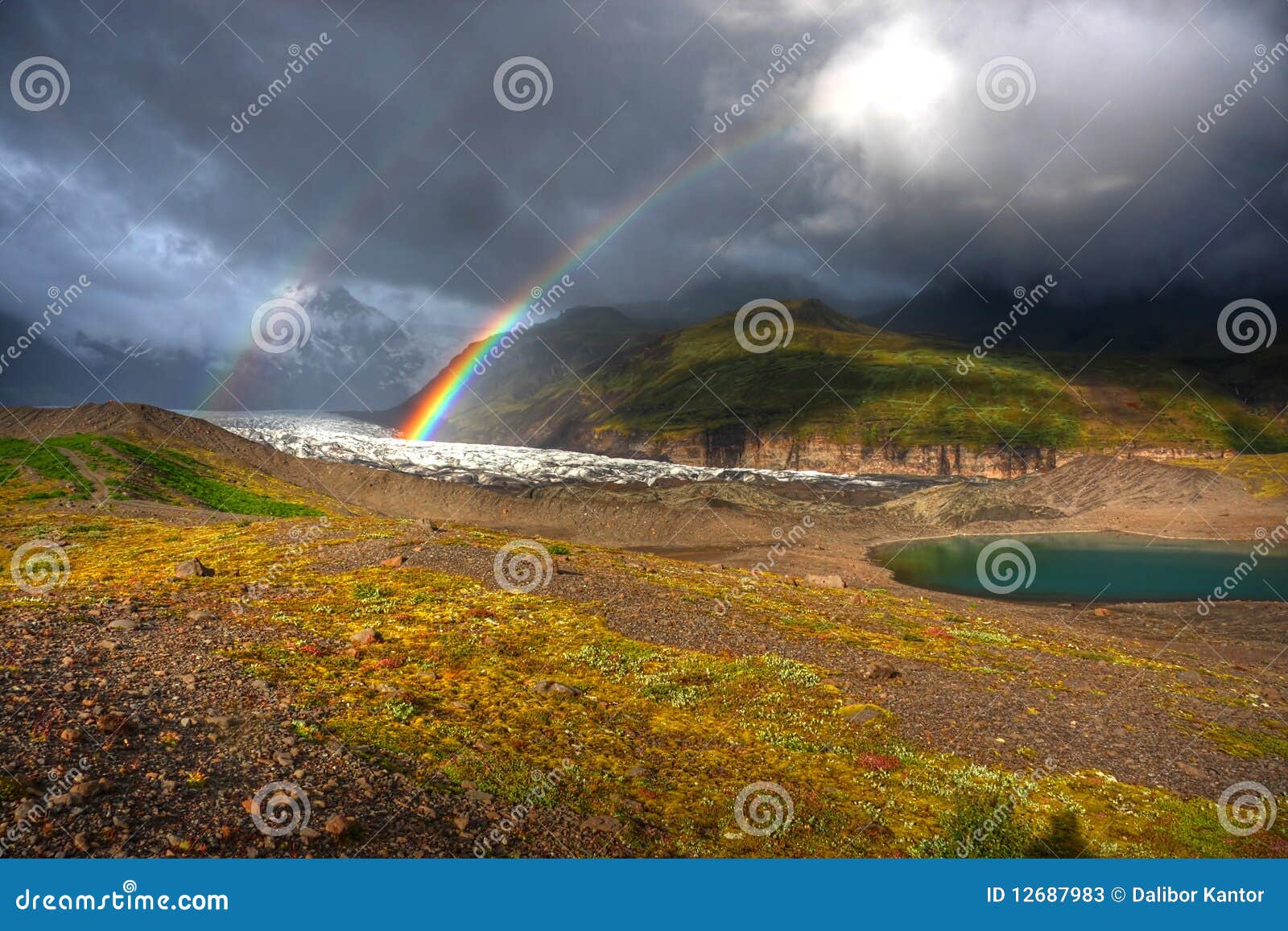Rainbow over the glacier stock image. Image of glacier - 12687983