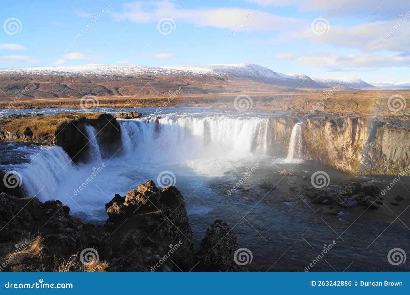 Rainbow Over Godafoss Waterfall, Northern Iceland Stock Photo - Image ...