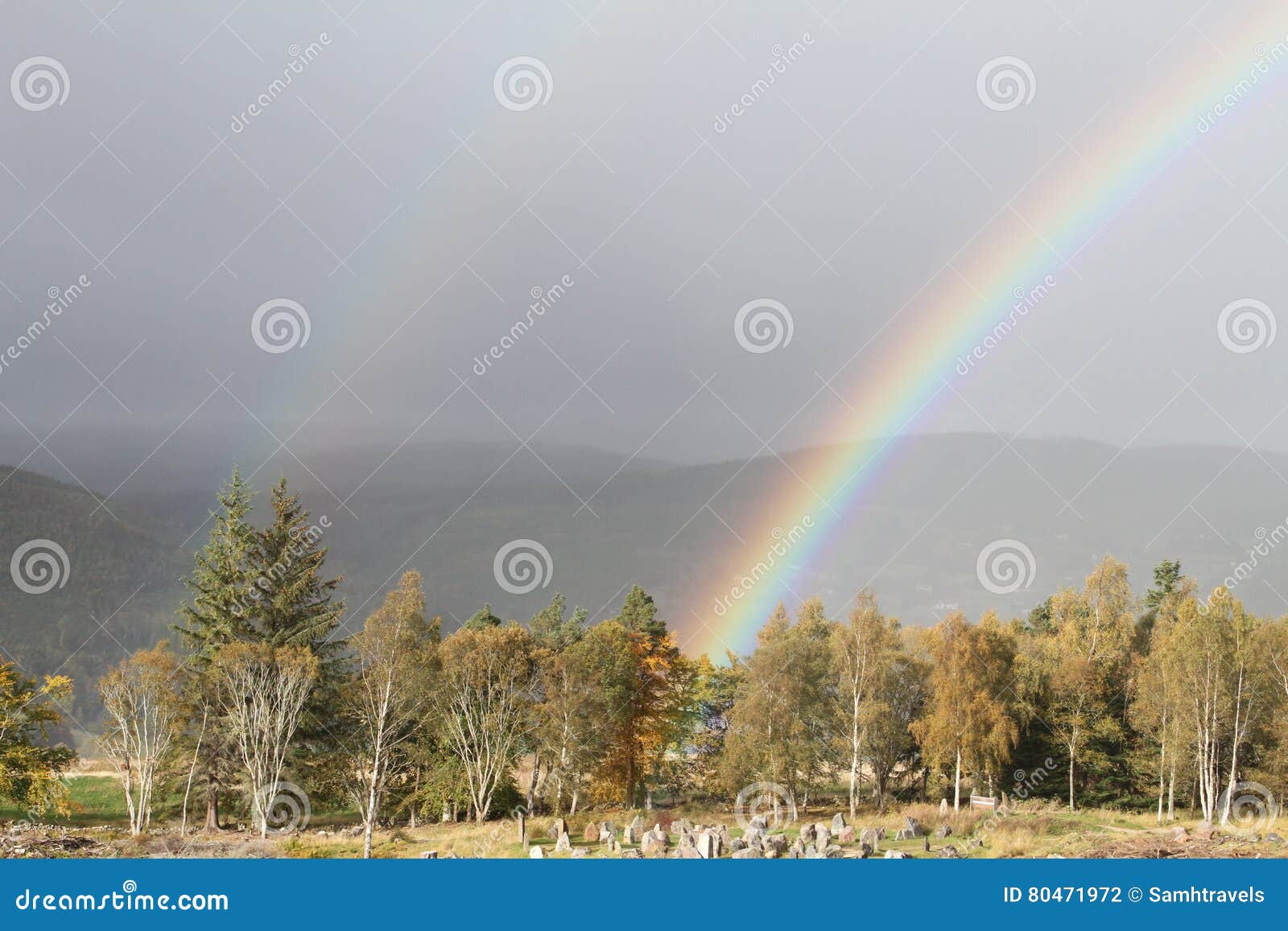 Rainbow Over the Highlands of Scotland Stock Photo - Image of green ...