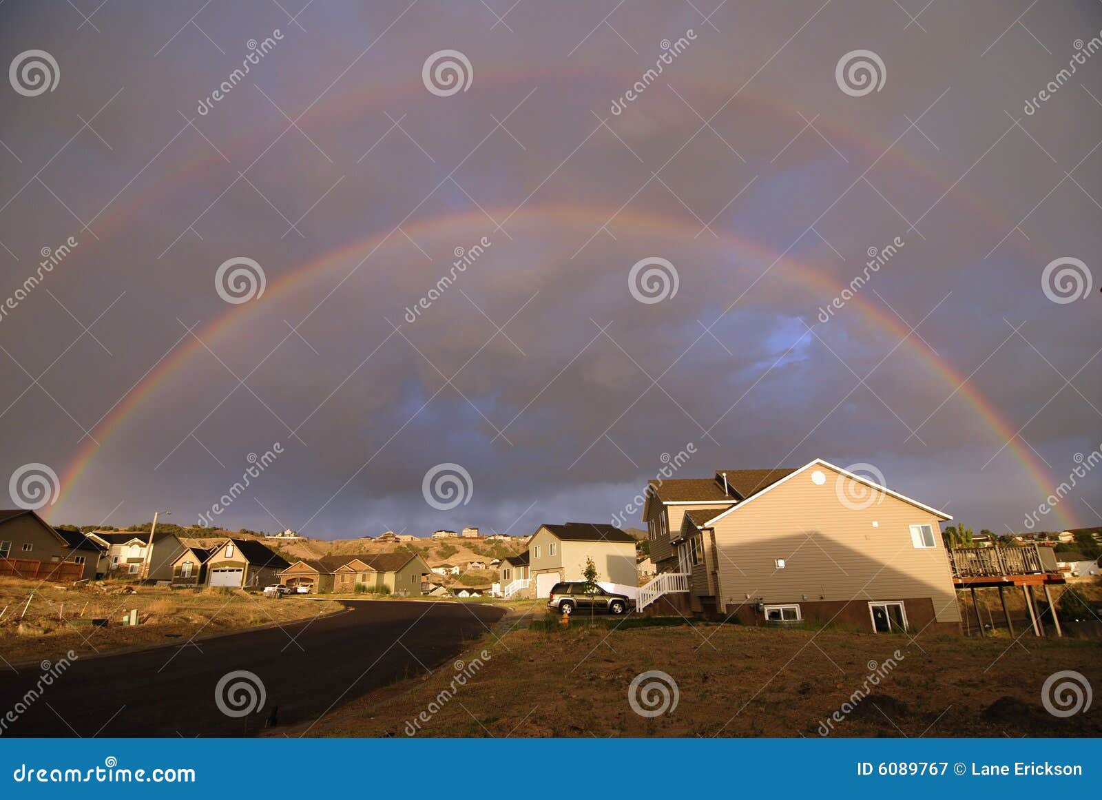 Rainbow Over Homes stock image. Image of homes, home, rainbow - 6089767