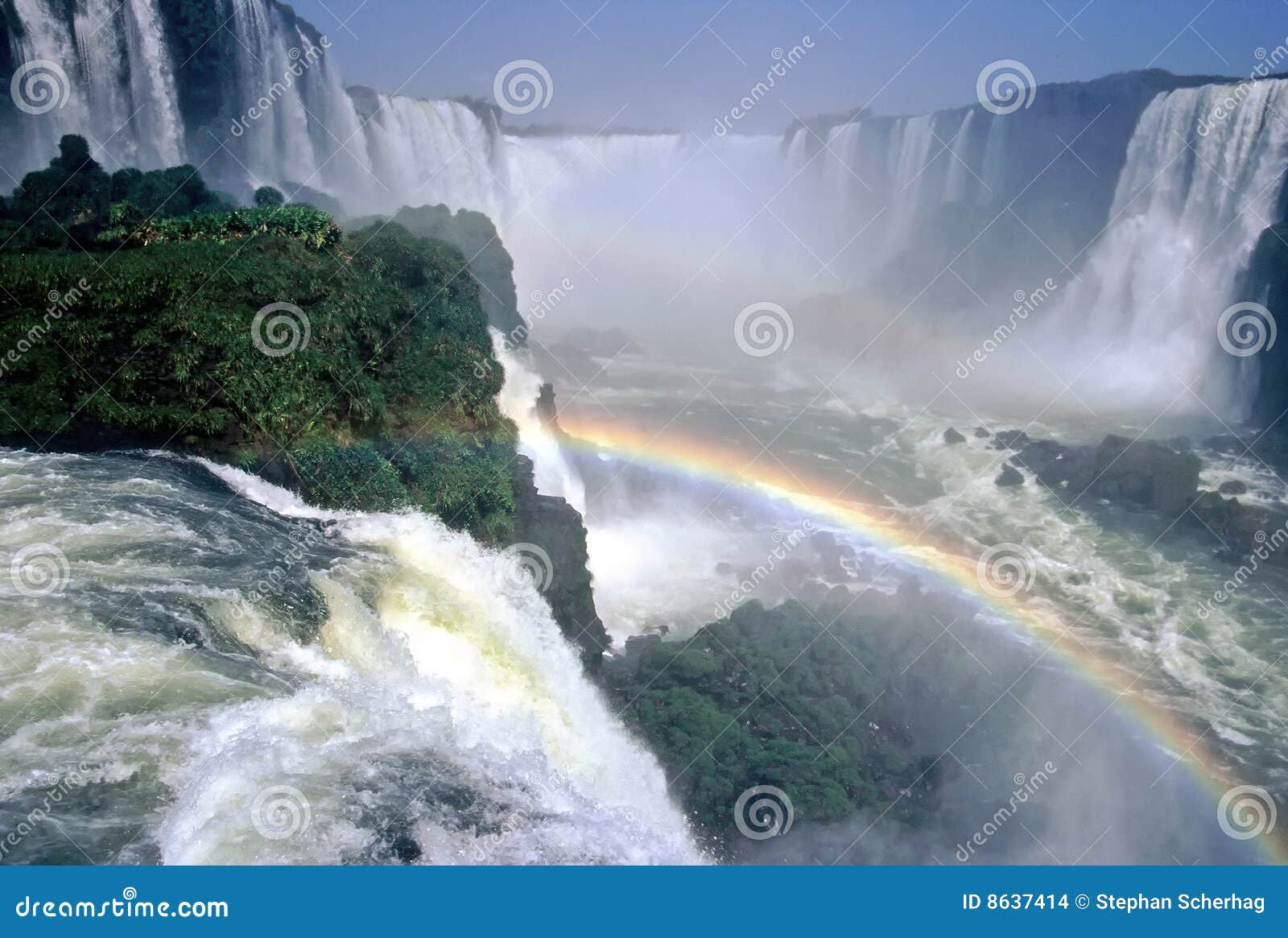 Rainbow Over Iguazu Waterfalls,Brazil Stock Photo - Image of iguassu ...