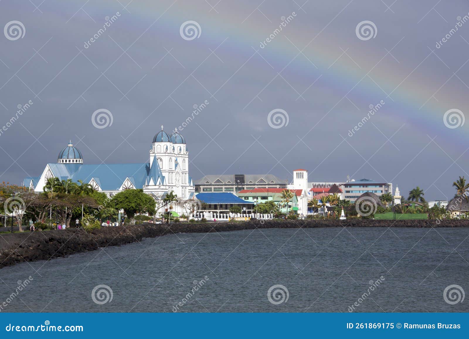 Apia Town Cathedral with a Rainbow Stock Image - Image of cathedral ...