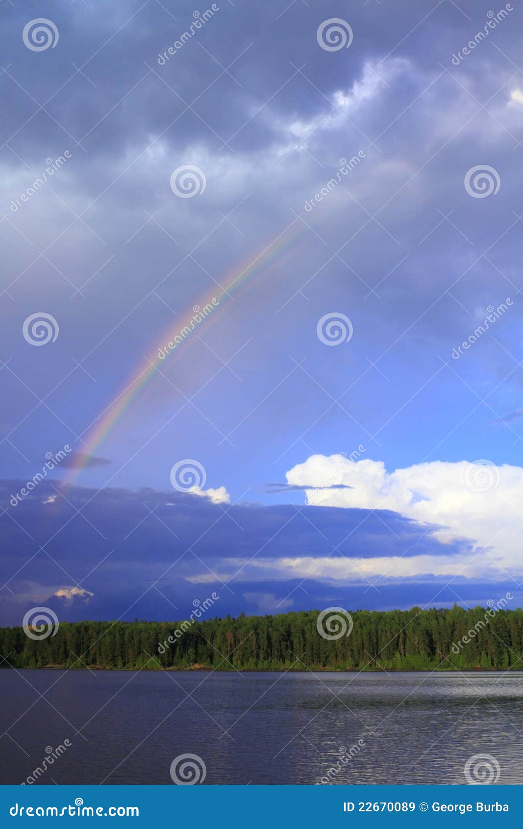 Rainbow over lake stock image. Image of landscape, river - 22670089