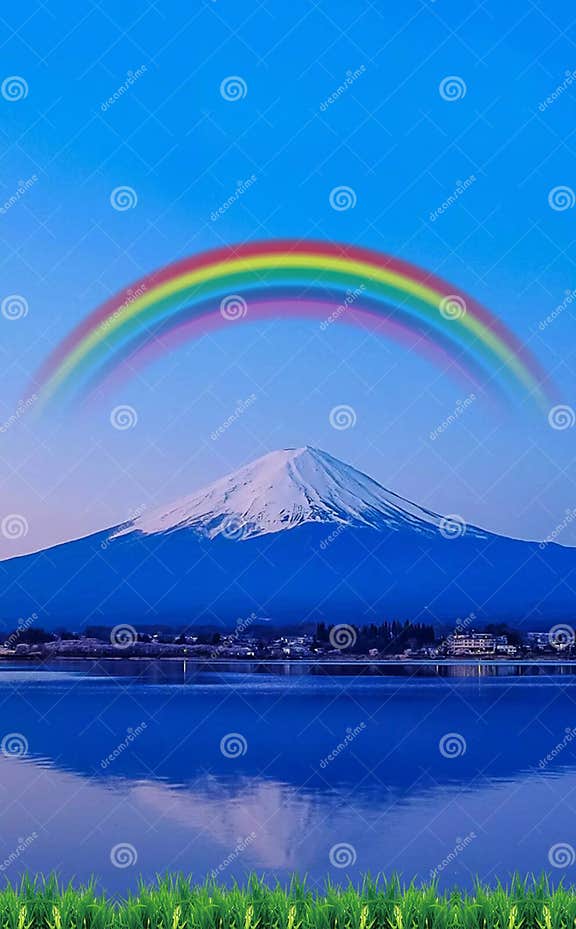Rainbow over Mount Fuji stock photo. Image of wave, active - 295678424