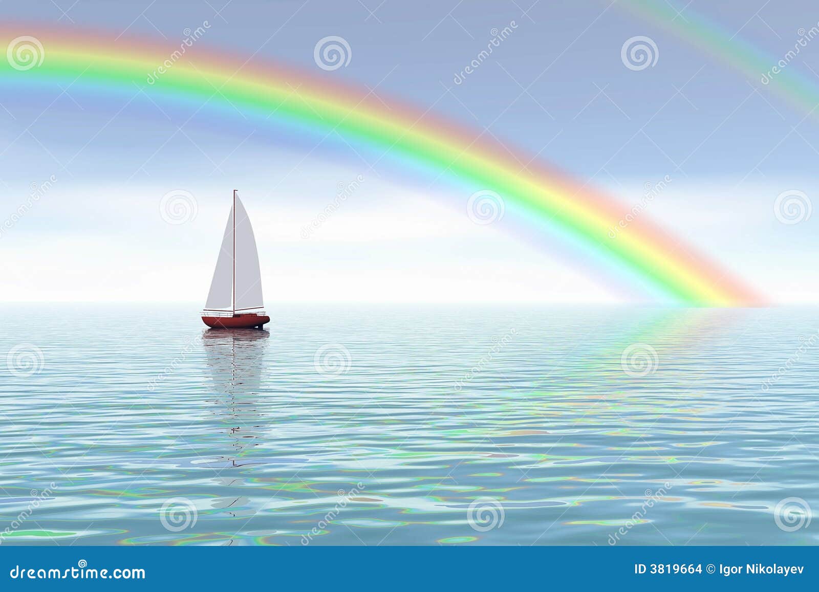 Rainbow over ocean stock illustration. Illustration of rainbow - 3819664