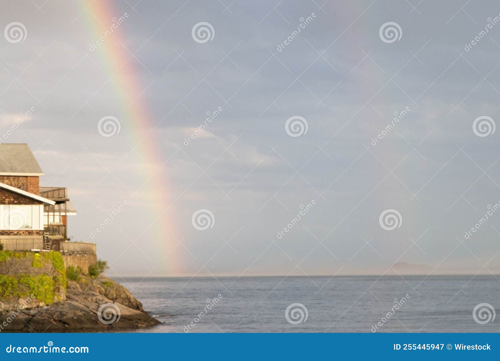 Rainbow Over Ocean at Sunset Stock Image - Image of stormy, weather ...
