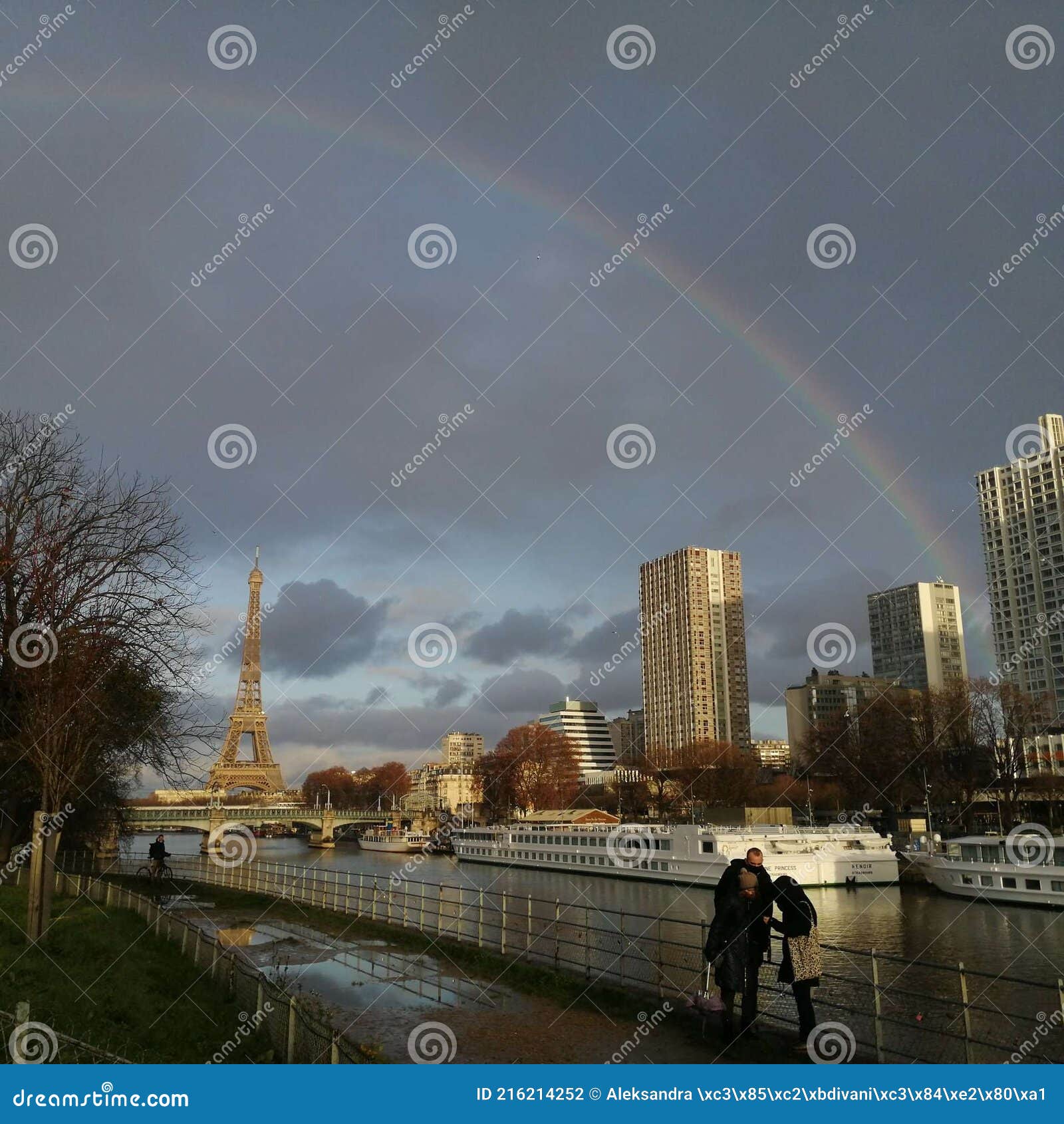 Rainbow over the Paris editorial photography. Image of eiffeltower ...