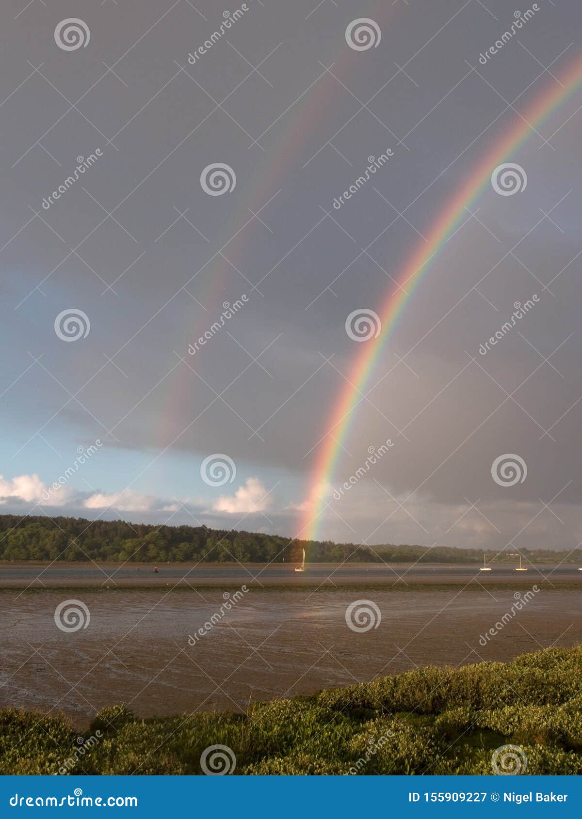 Rainbow over River stock image. Image of nature, environment - 155909227
