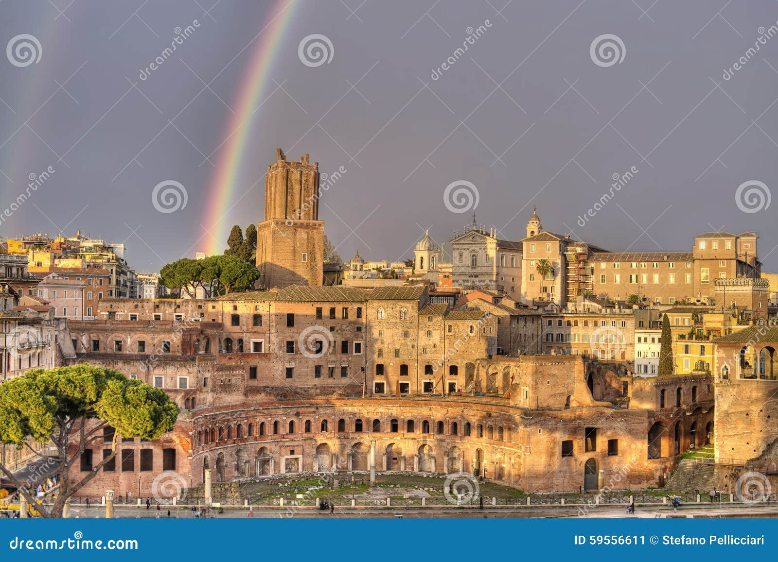 Rainbow over Rome stock image. Image of ancient, imperial - 59556611