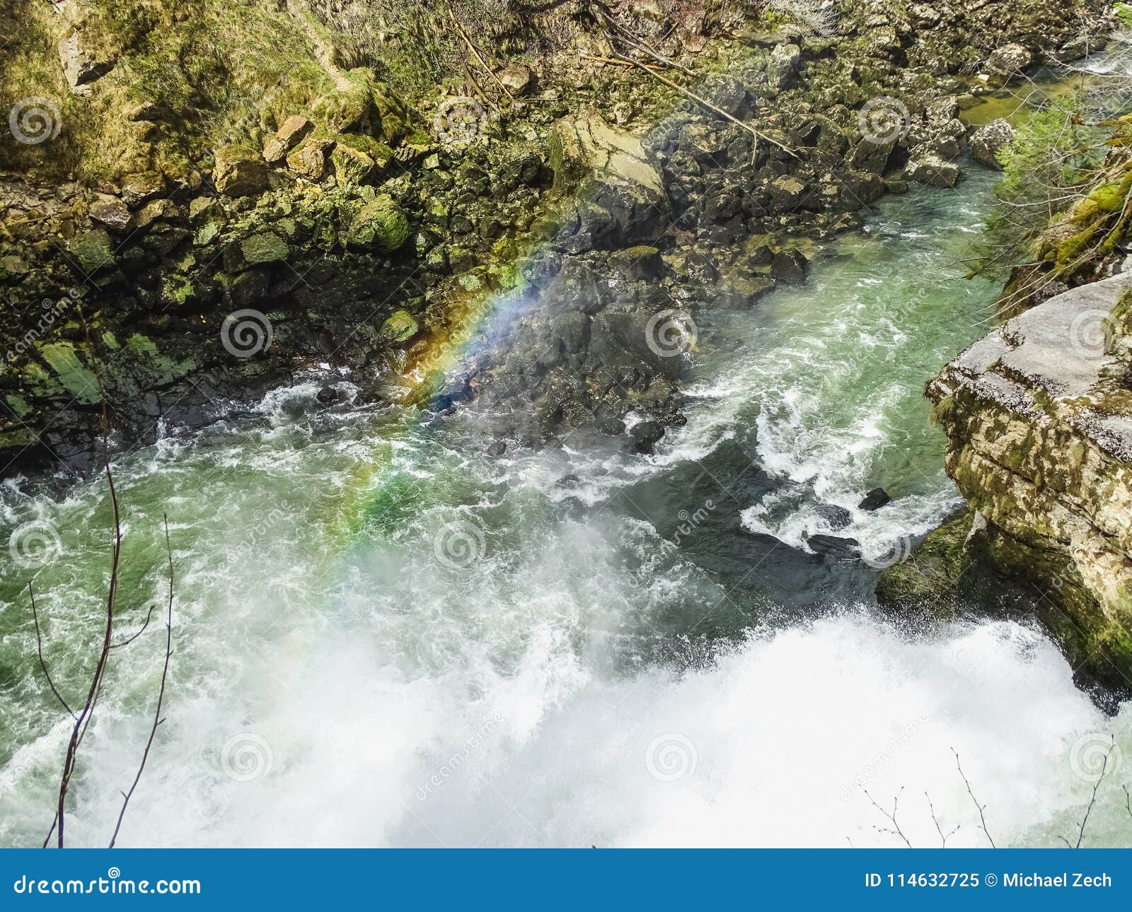Rainbow Over Saut Du Doubs Waterfall in the Region of Doubs Stock Image ...