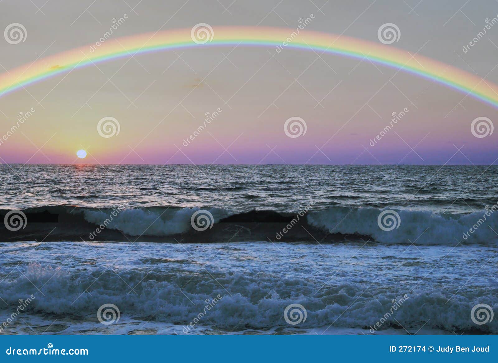Rainbow over the sea stock photo. Image of wave, waves - 272174