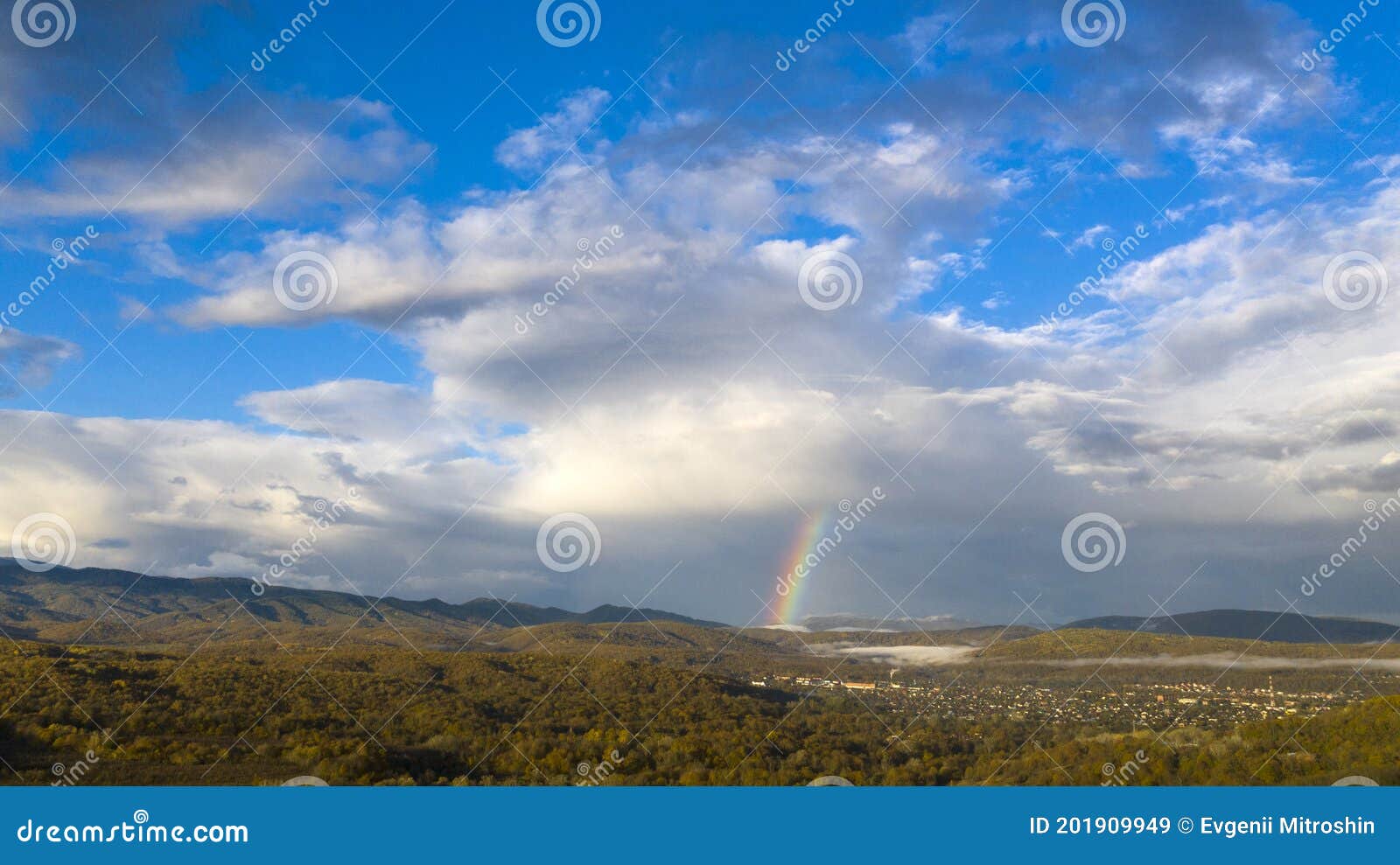 Rainbow Over a Small Town in the Mountains Stock Image - Image of rain ...