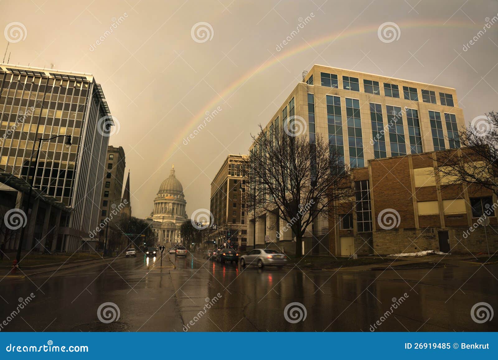 Rainbow Over State Capitol Building Stock Image - Image of double ...