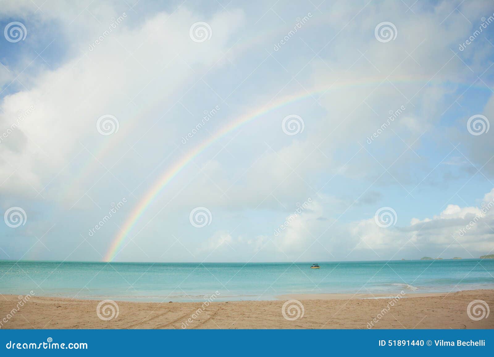 Rainbow Over Tropical Beach Stock Photo - Image of sand, sunny: 51891440
