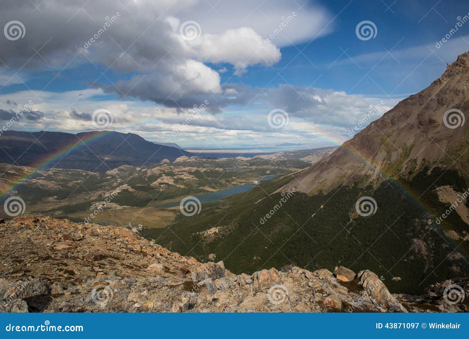 Rainbow Over a Valley in Patagonia Stock Image - Image of latin ...