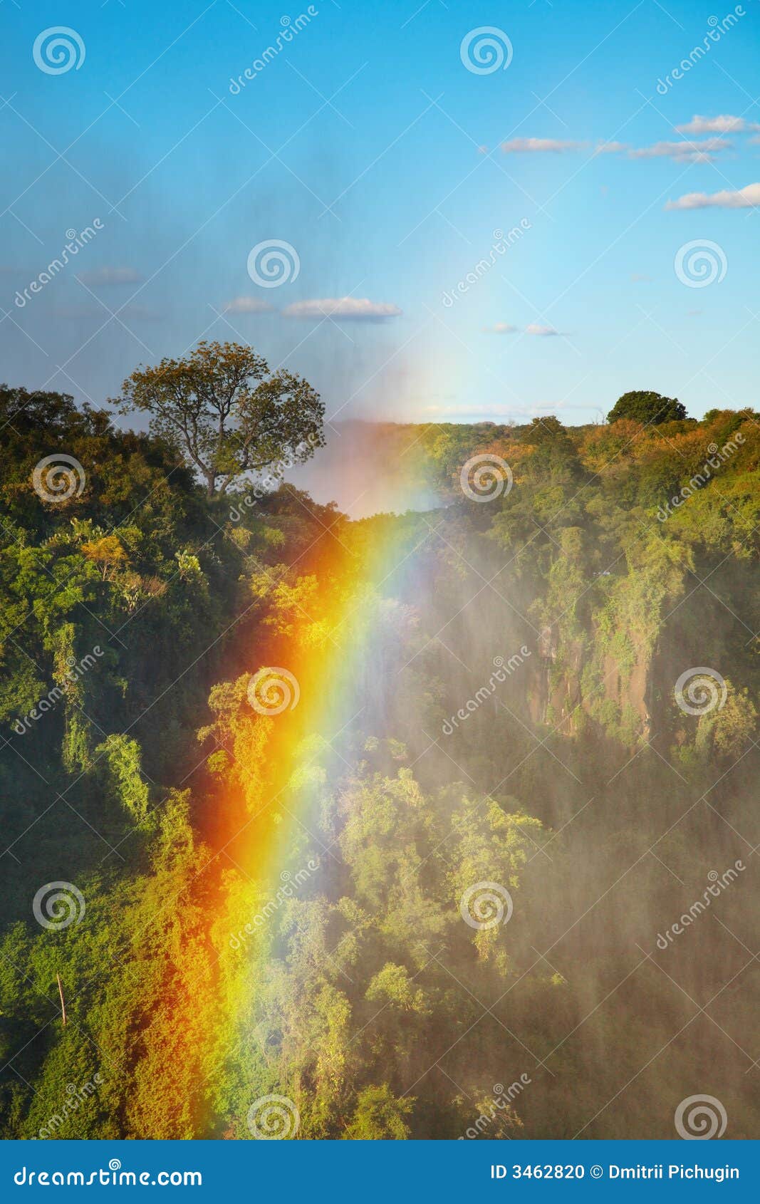 Rainbow Over Victoria Falls Stock Photo - Image of roar, rainforest ...