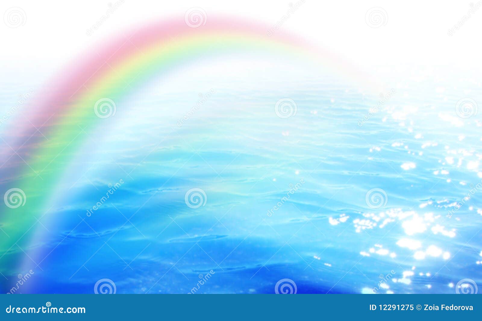 Rainbow over the water stock illustration. Illustration of color - 12291275