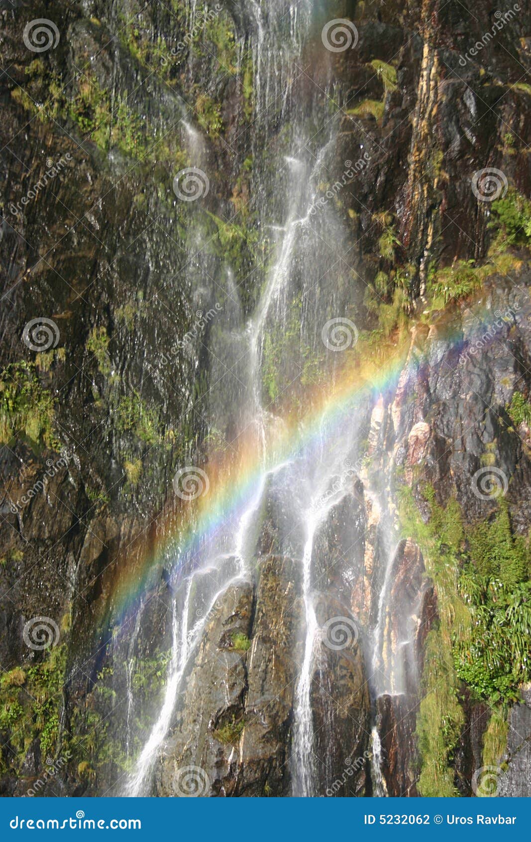 Rainbow over the waterfall stock photo. Image of fiord - 5232062