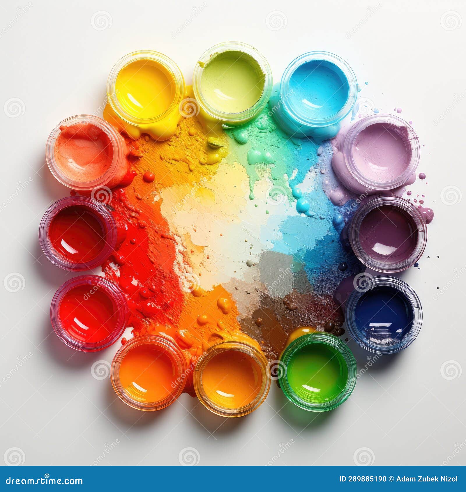 A Rainbow of Paint in a Circle Stock Illustration - Illustration of ...