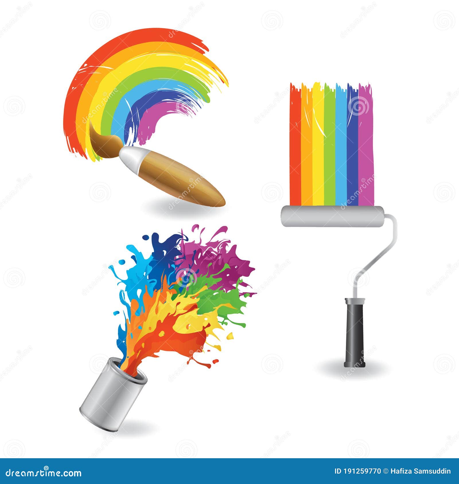 Rainbow Paint Collection. Vector Illustration Decorative Design Stock ...