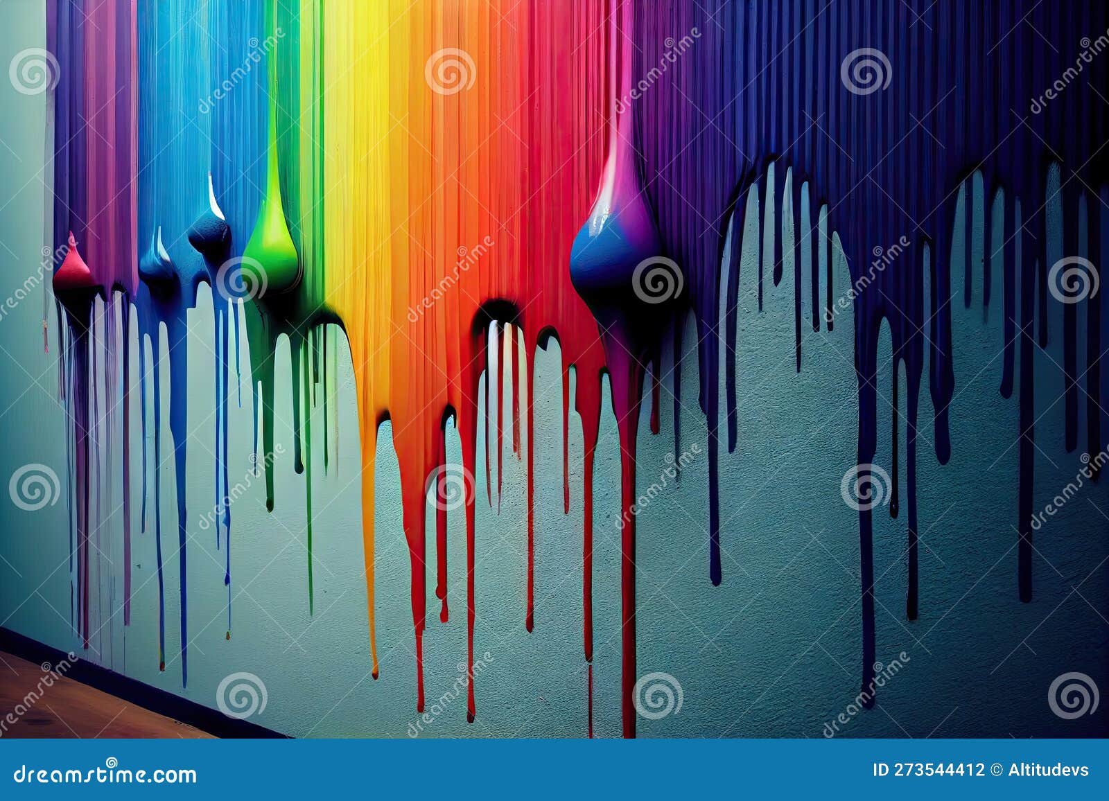 A Rainbow Paint Drip Effect on a Wall, Mimicking the Way that Rainbows ...