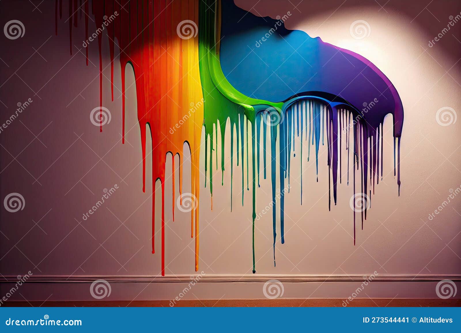 A Rainbow Paint Drip Effect on a Wall, Mimicking the Way that Rainbows ...