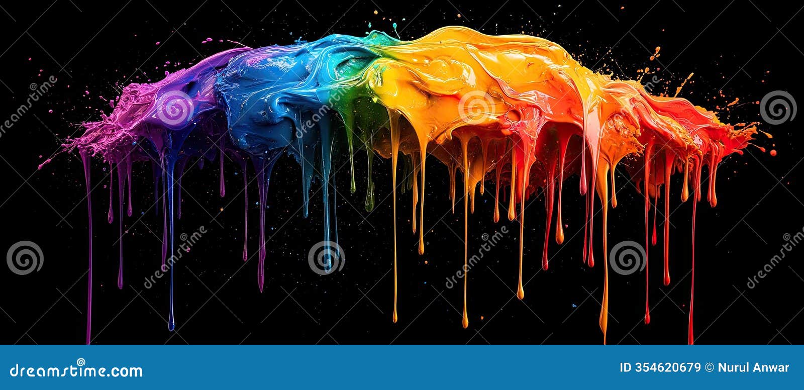 "COLORFUL PAINT DRIPS and SPLASHES on DARK SURFACE" Stock Illustration ...