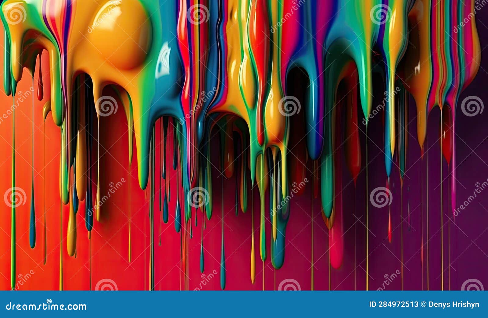 Rainbow Paint Drips in a Abstract Fantasy Landscape Stock Illustration ...