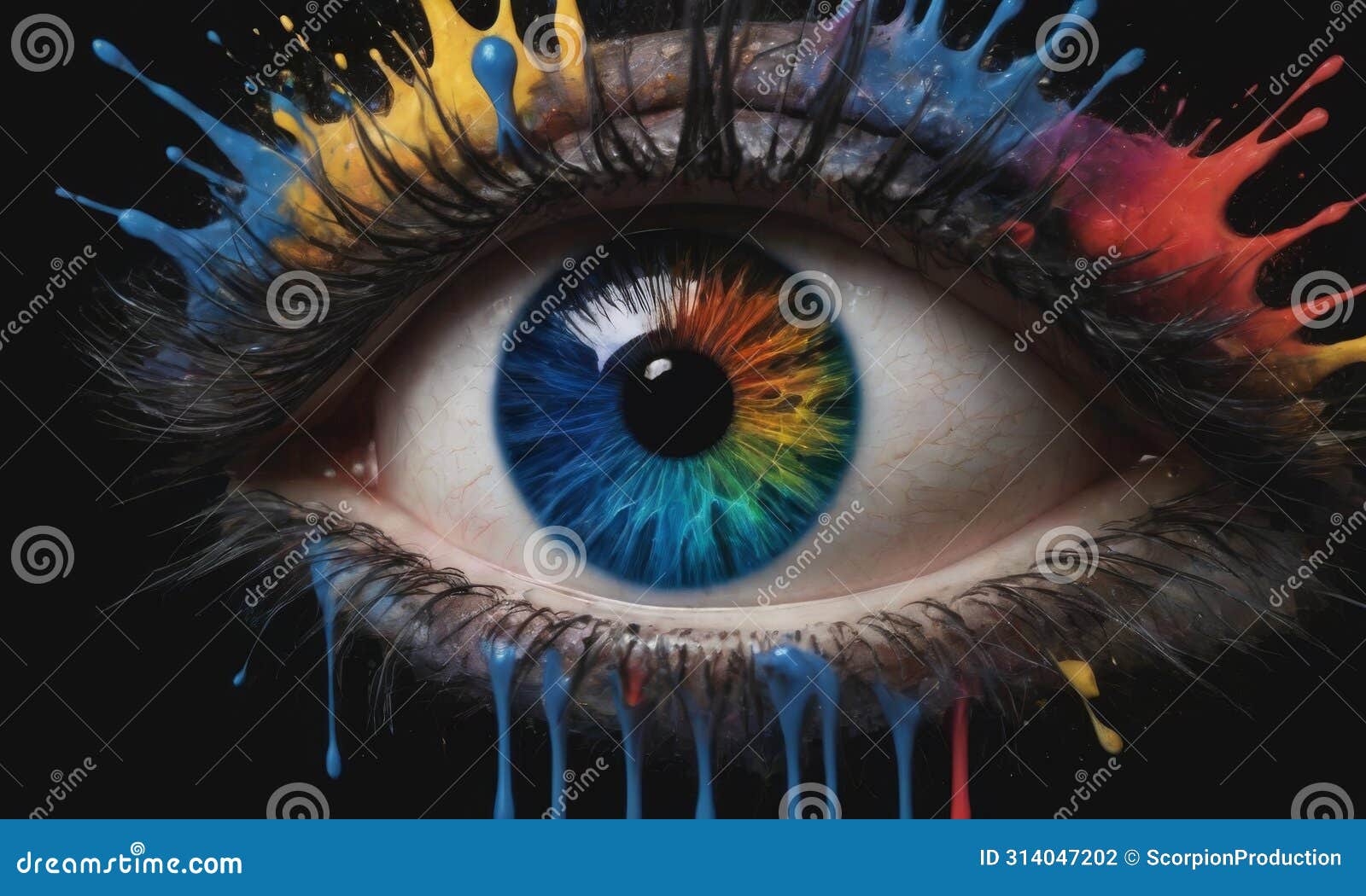 Rainbow Paint Explosion on Eye Stock Photo - Image of abstract, macro ...