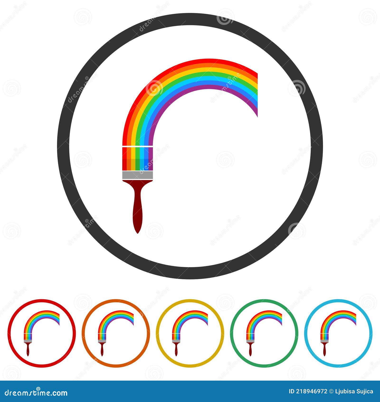 Rainbow Paint Ring Icon Color Set Stock Vector - Illustration of ...