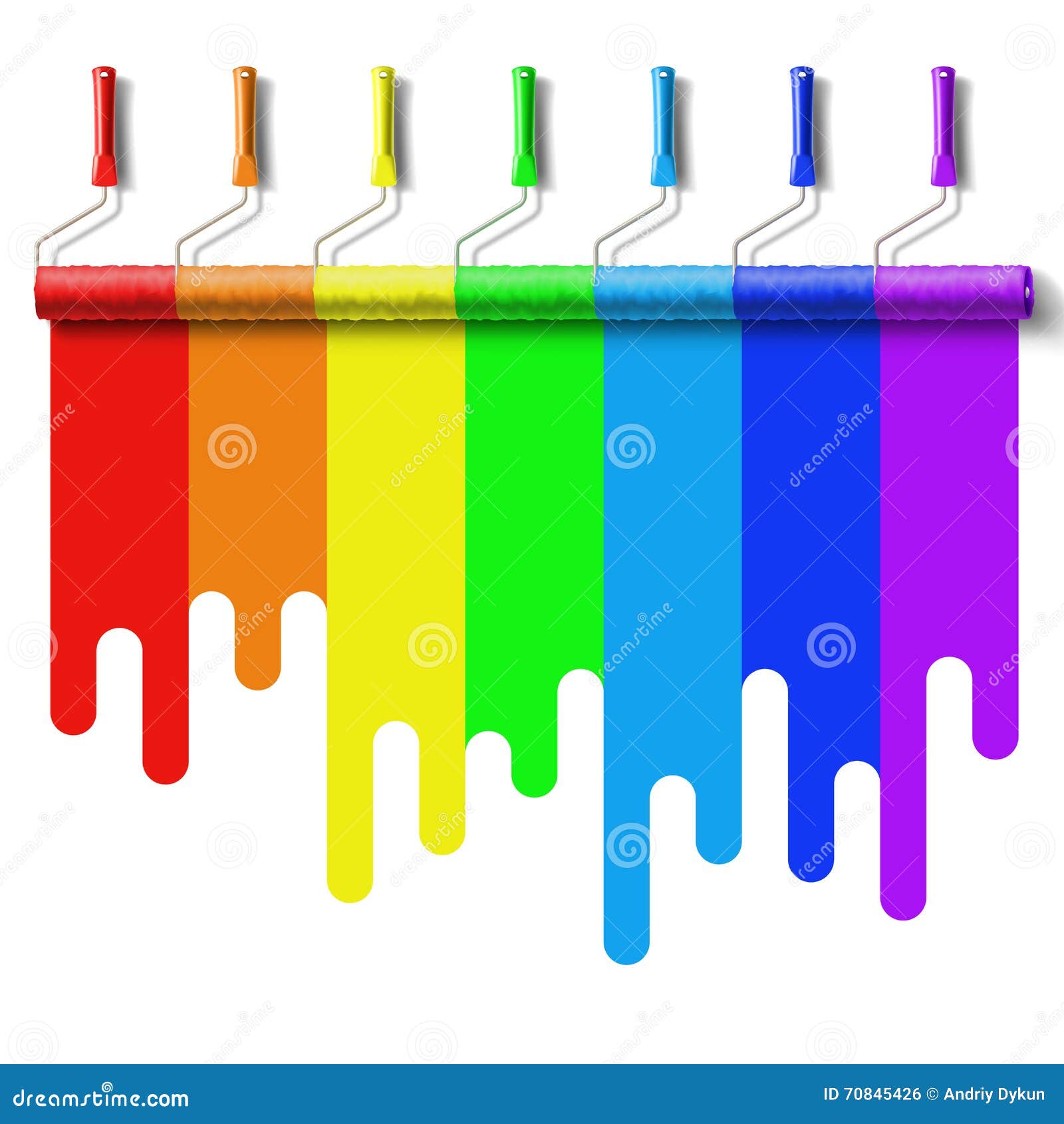 Rainbow paint roller brush stock vector. Illustration of idea - 70845426