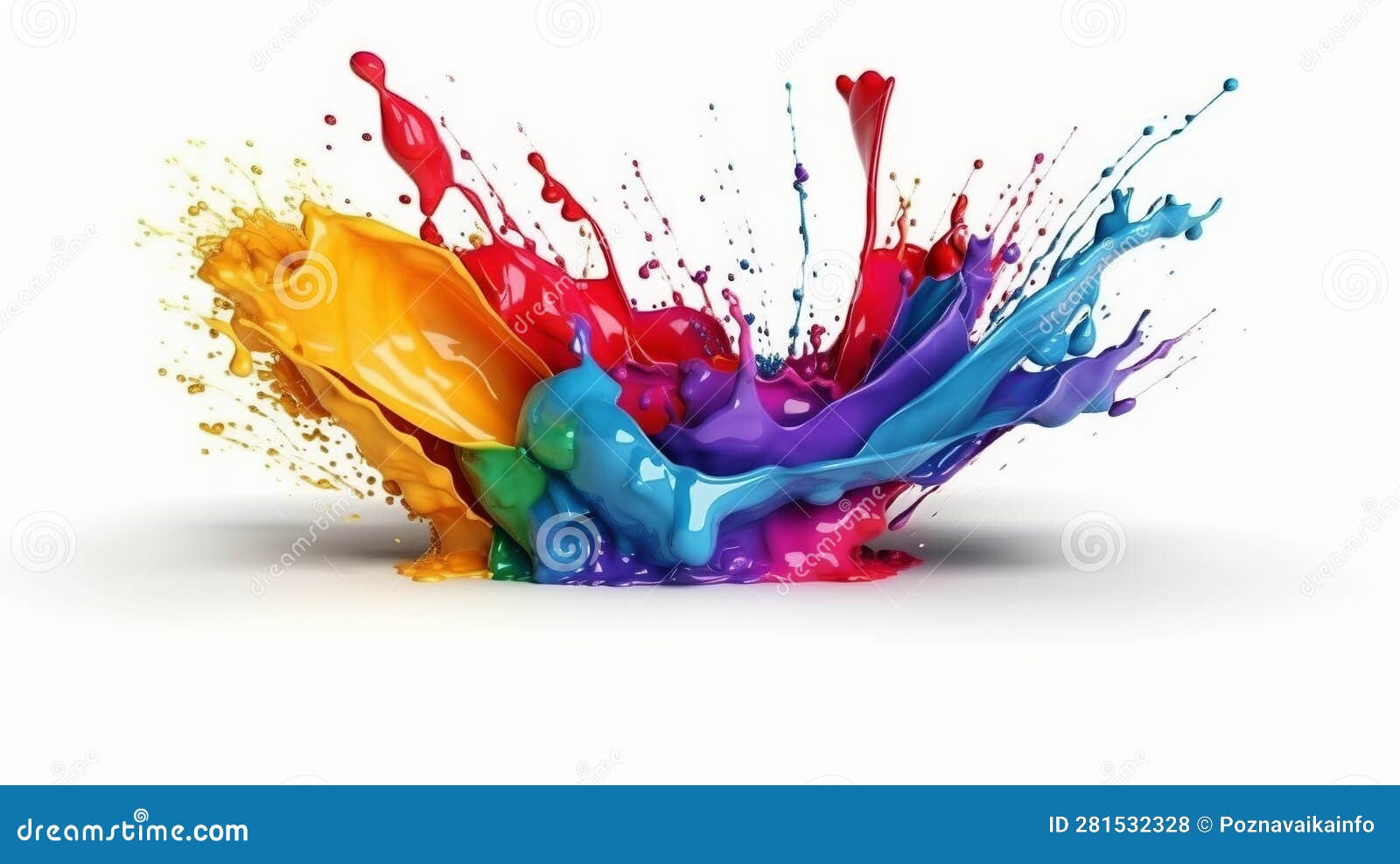Rainbow Paint Splash. Isolated on White Background Stock Illustration ...