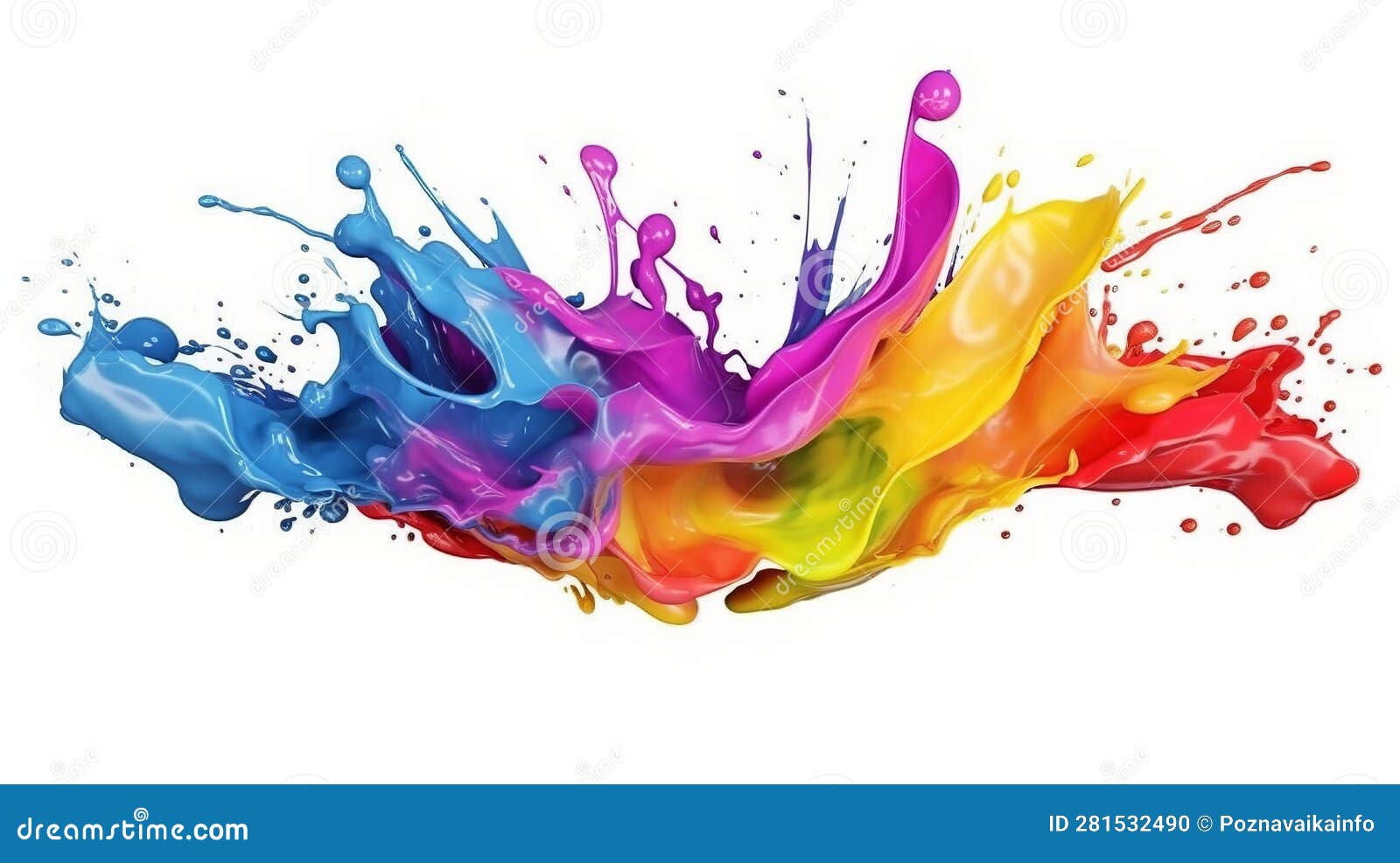 Rainbow Paint Splash. Isolated on White Background Stock Illustration ...