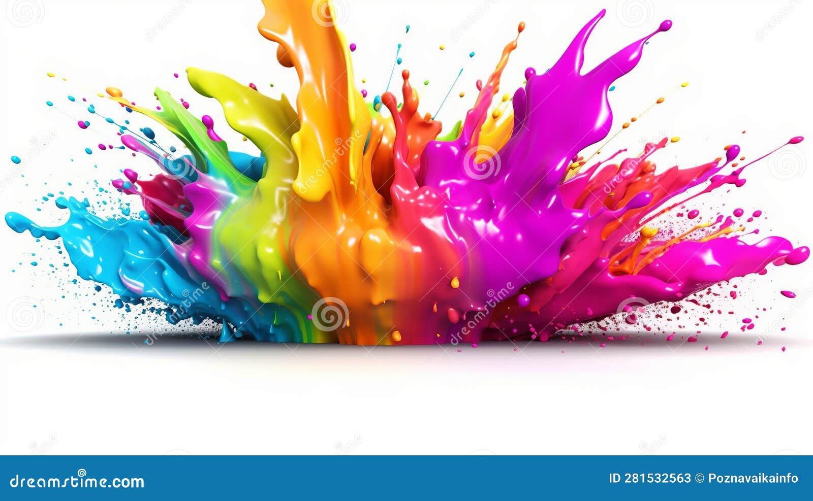Rainbow Paint Splash. Isolated on White Background Stock Illustration ...