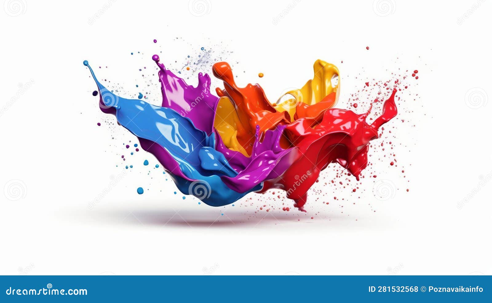 Rainbow Paint Splash. Isolated on White Background Stock Illustration ...