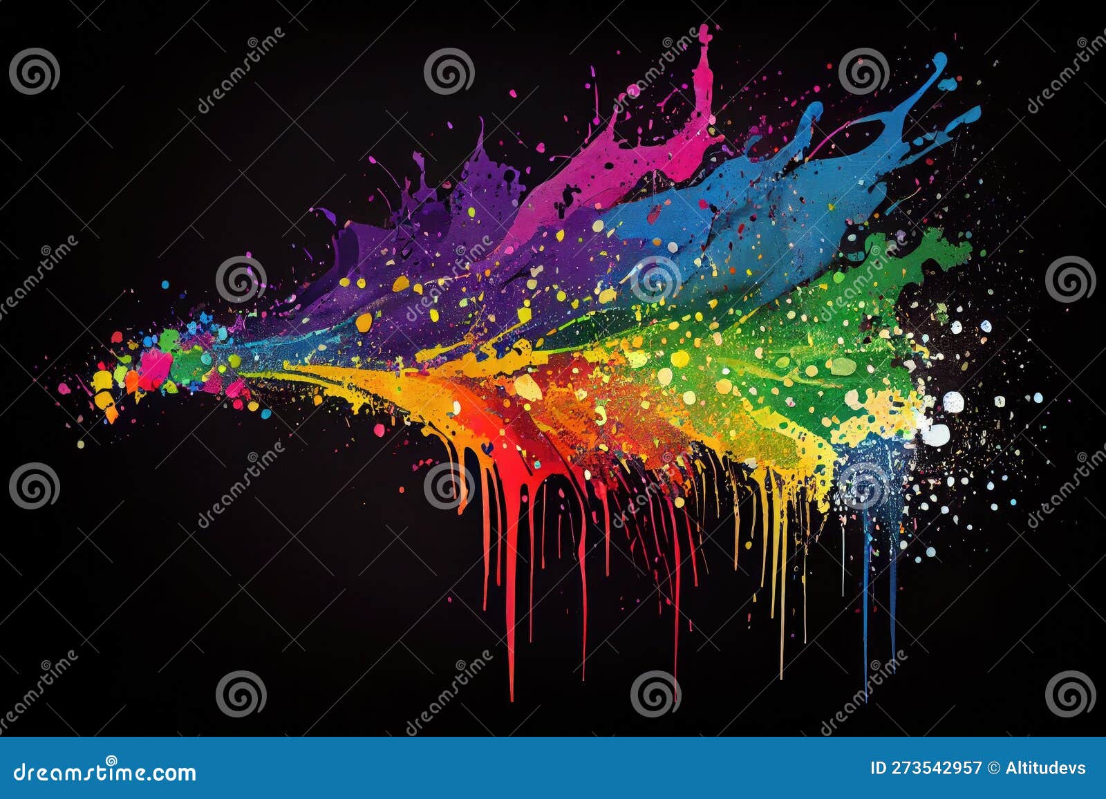A Rainbow Paint Splatter Effect on a Blank Canvas, Creating an Abstract ...
