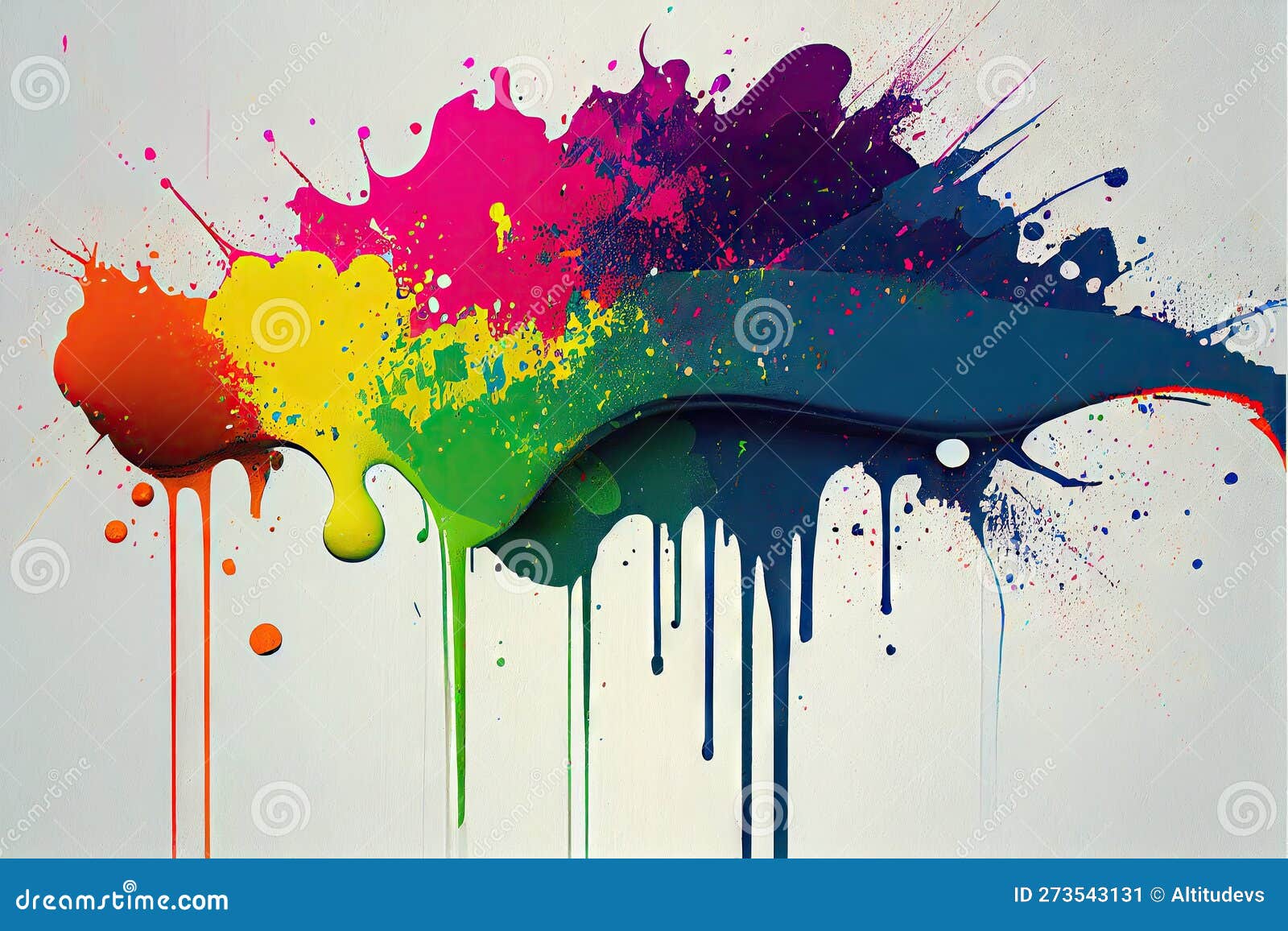 A Rainbow Paint Splattered Canvas. Stock Illustration - Illustration of ...