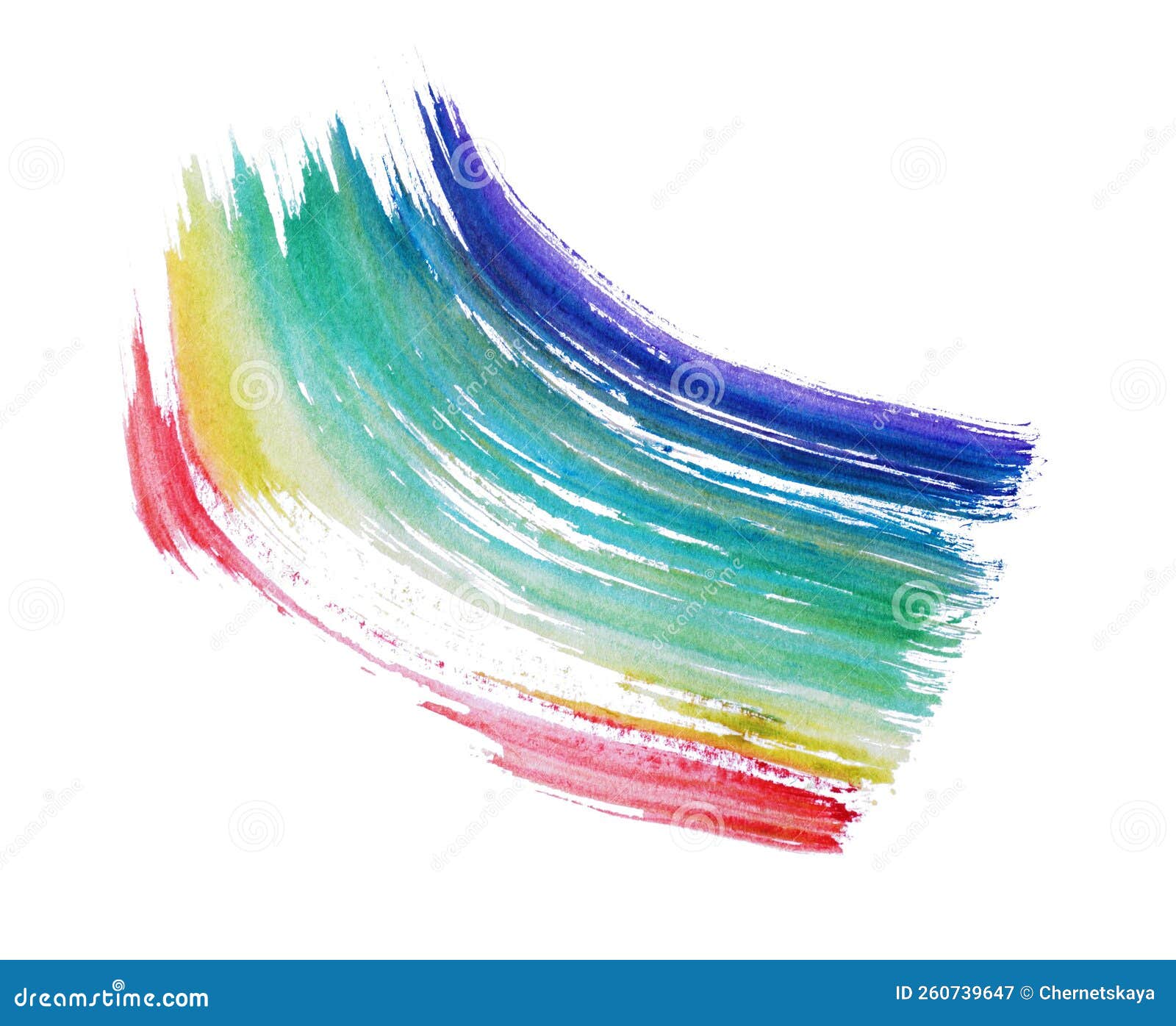 Rainbow Paint Stroke Drawn with Brush on White Background, Top View ...