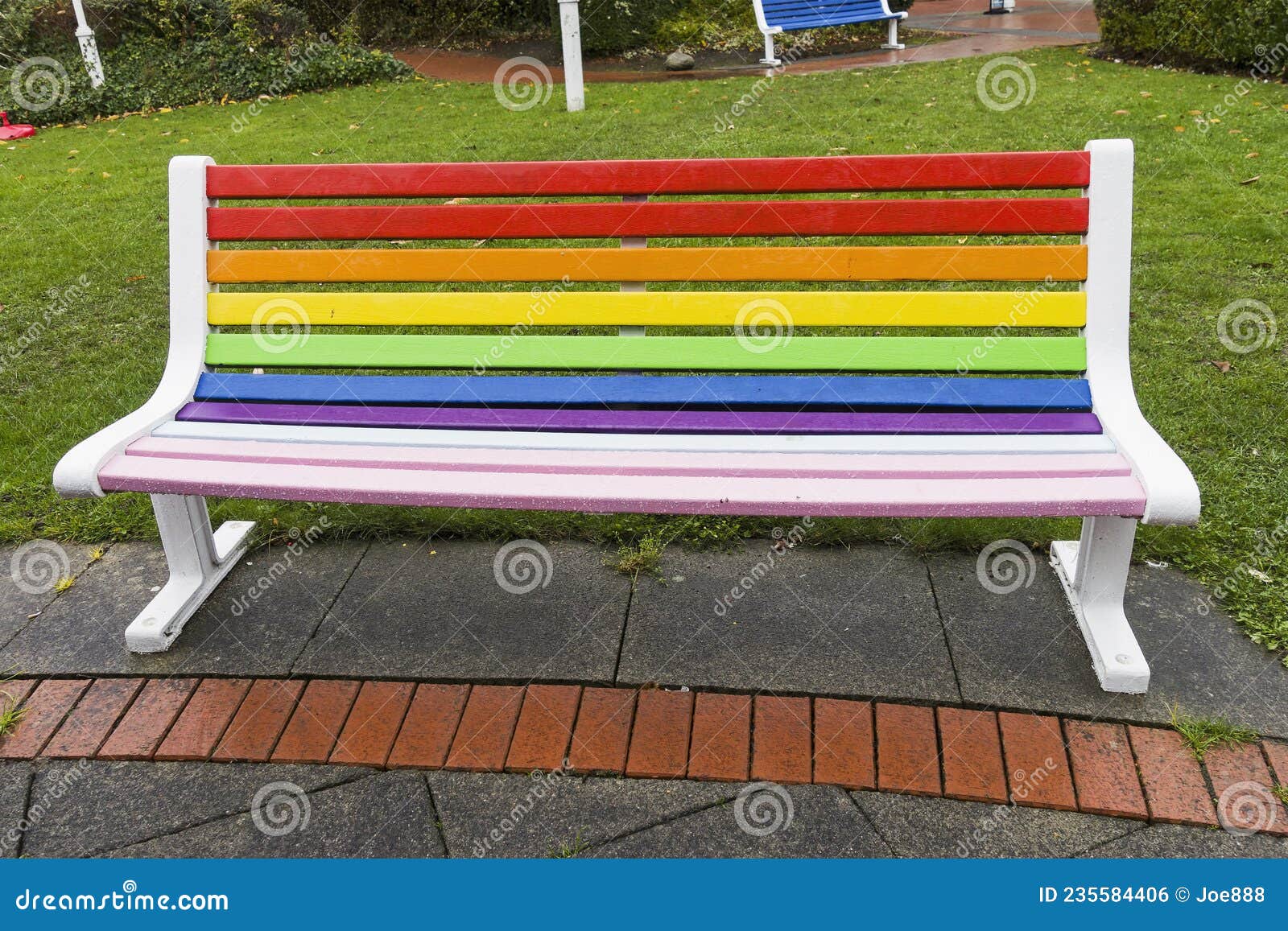 Rainbow Painted Bench Seat in the UK, 2021 Stock Photo - Image of hope ...