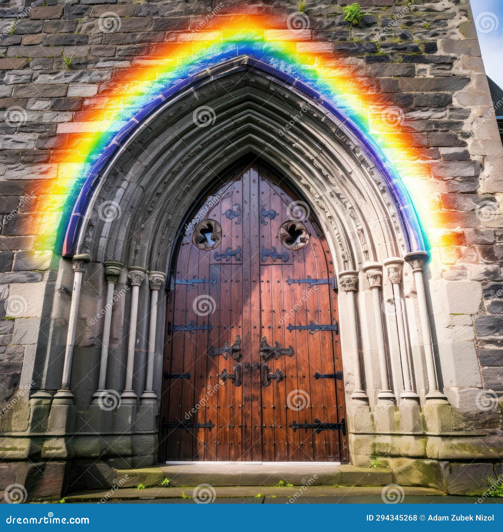 A Rainbow Painted on a Door Stock Illustration - Illustration of ...
