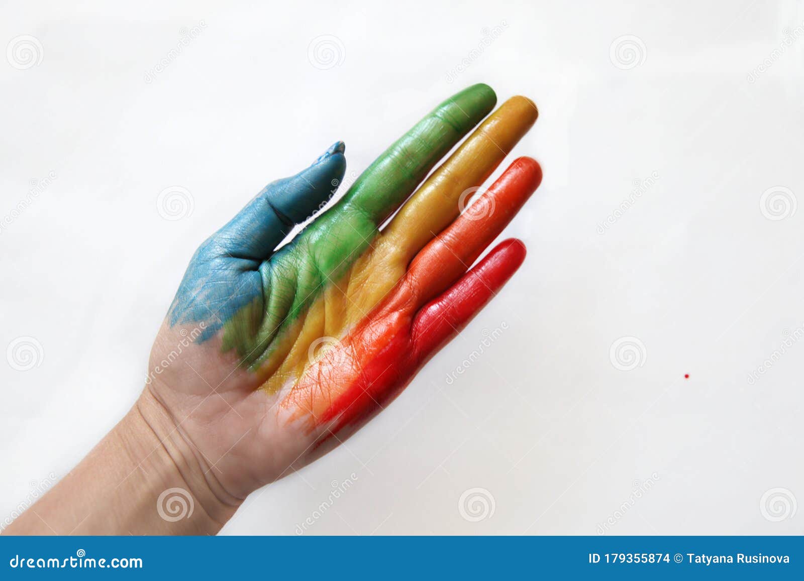 The Rainbow is Painted on the Hand Stock Photo - Image of palm, child ...