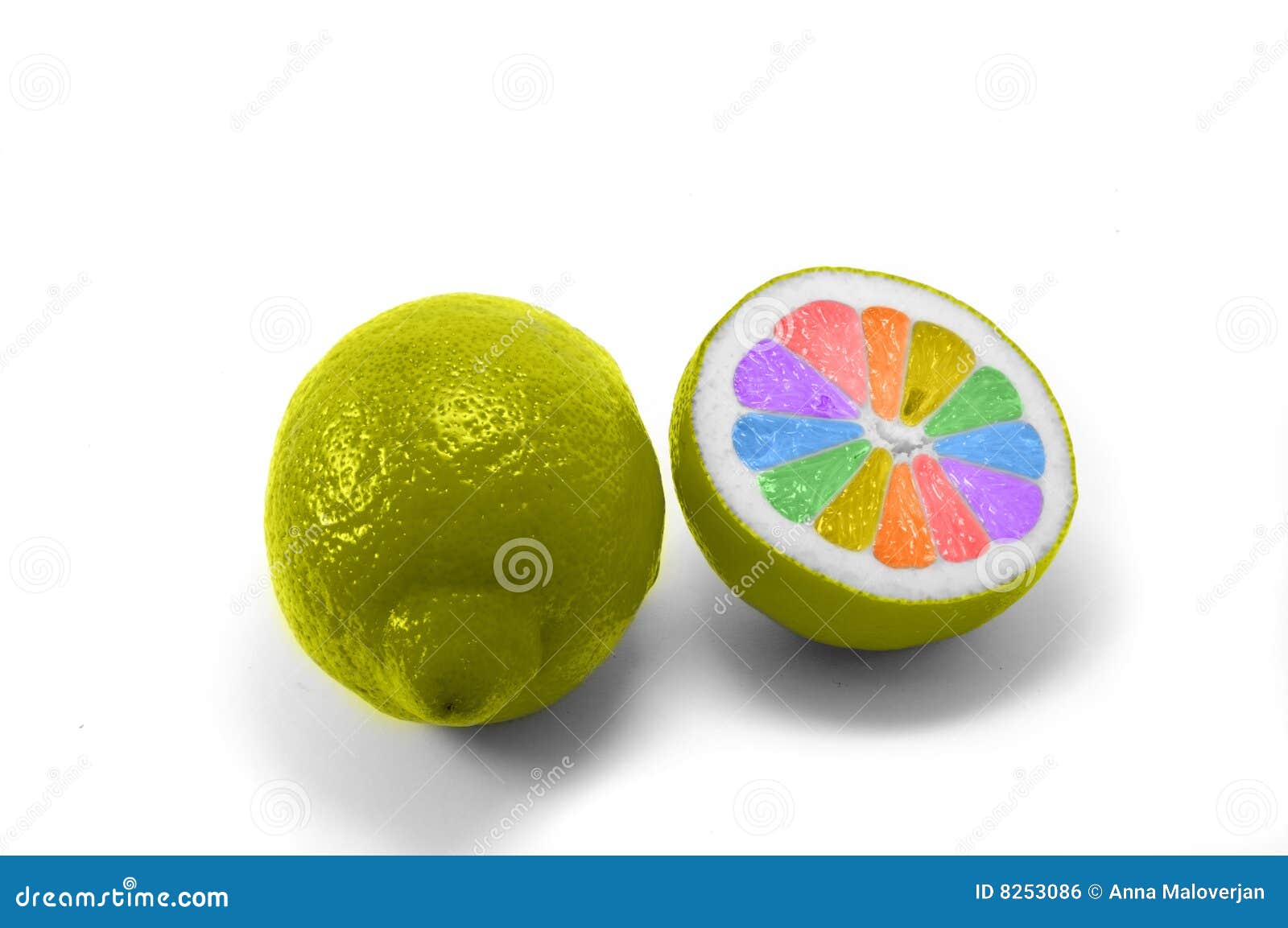 Rainbow painted lemon stock photo. Image of peace, fresh - 8253086