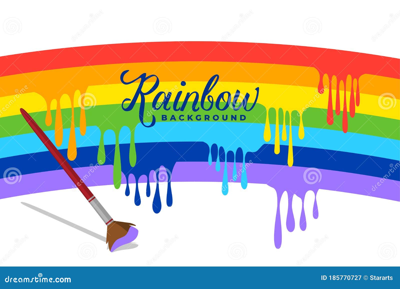 Rainbow Painting Background with Paint Brush Design Stock Vector ...