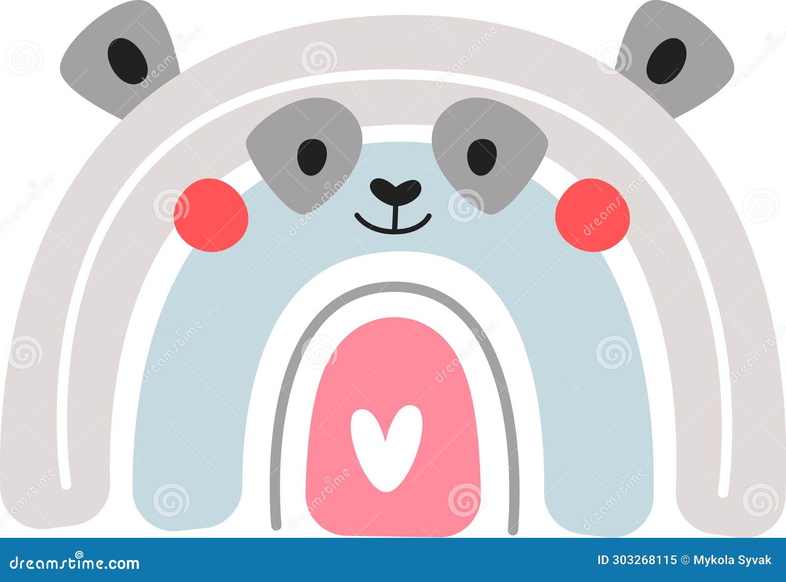 Rainbow with Panda Face stock vector. Illustration of animal - 303268115