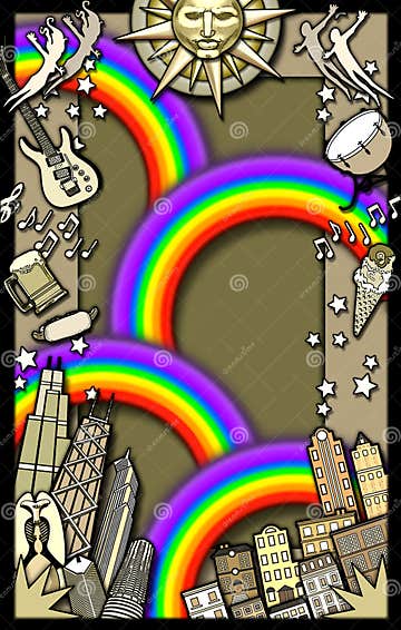 Rainbow party background stock illustration. Illustration of palm - 1115247