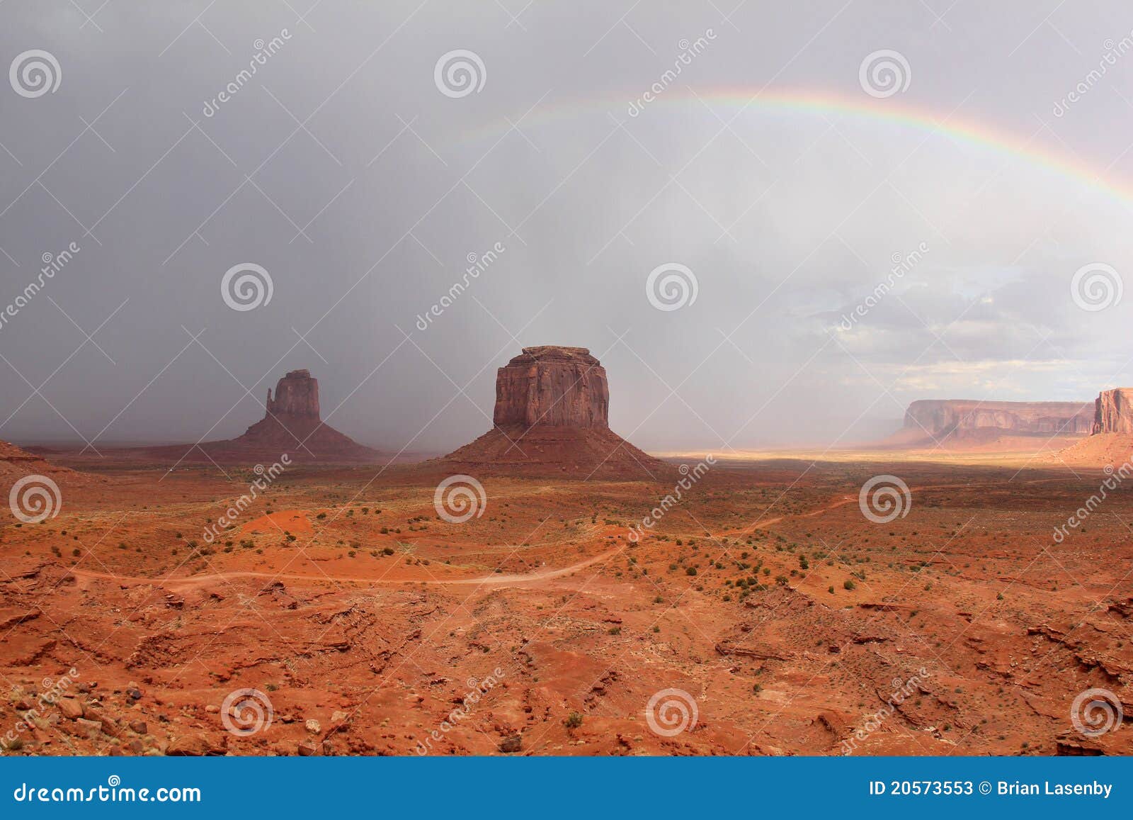 Rainbow and Passing Storm - Monument Valley, AZ Stock Image - Image of ...